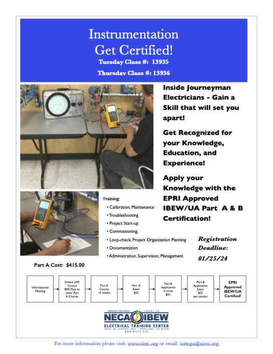 Instrumentation Class - NECA-IBEW Electrical Training Center